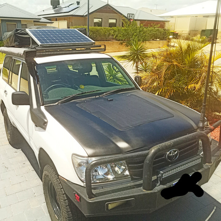Toyota Land Cruiser 100 Lensun 100W Hood Flexible Solar Panel – LensunSolar